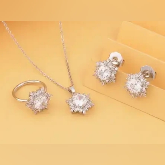 Shop Lc | Jewelry | Ring Necklace And Earrings In White Cz Style ...